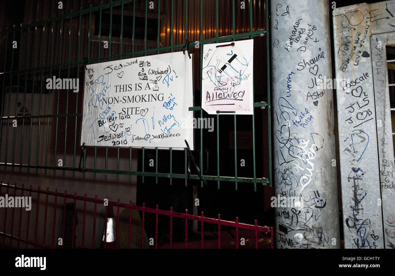 Defaced signs outside Fountain studios, in London where Britain's Got ...