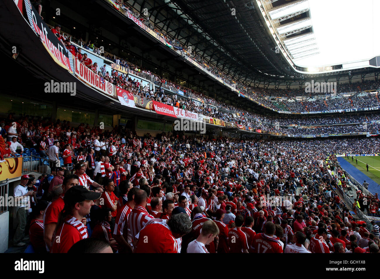 Bayern Munich fans in the stands at the Santiago Bernabeu Stock Photo ...