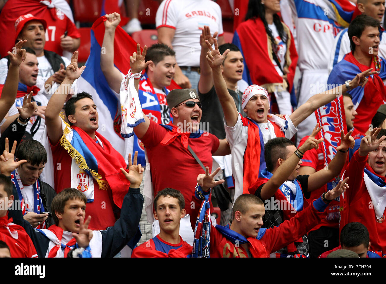Serbia fans soak up atmosphere during game hi-res stock photography and ...