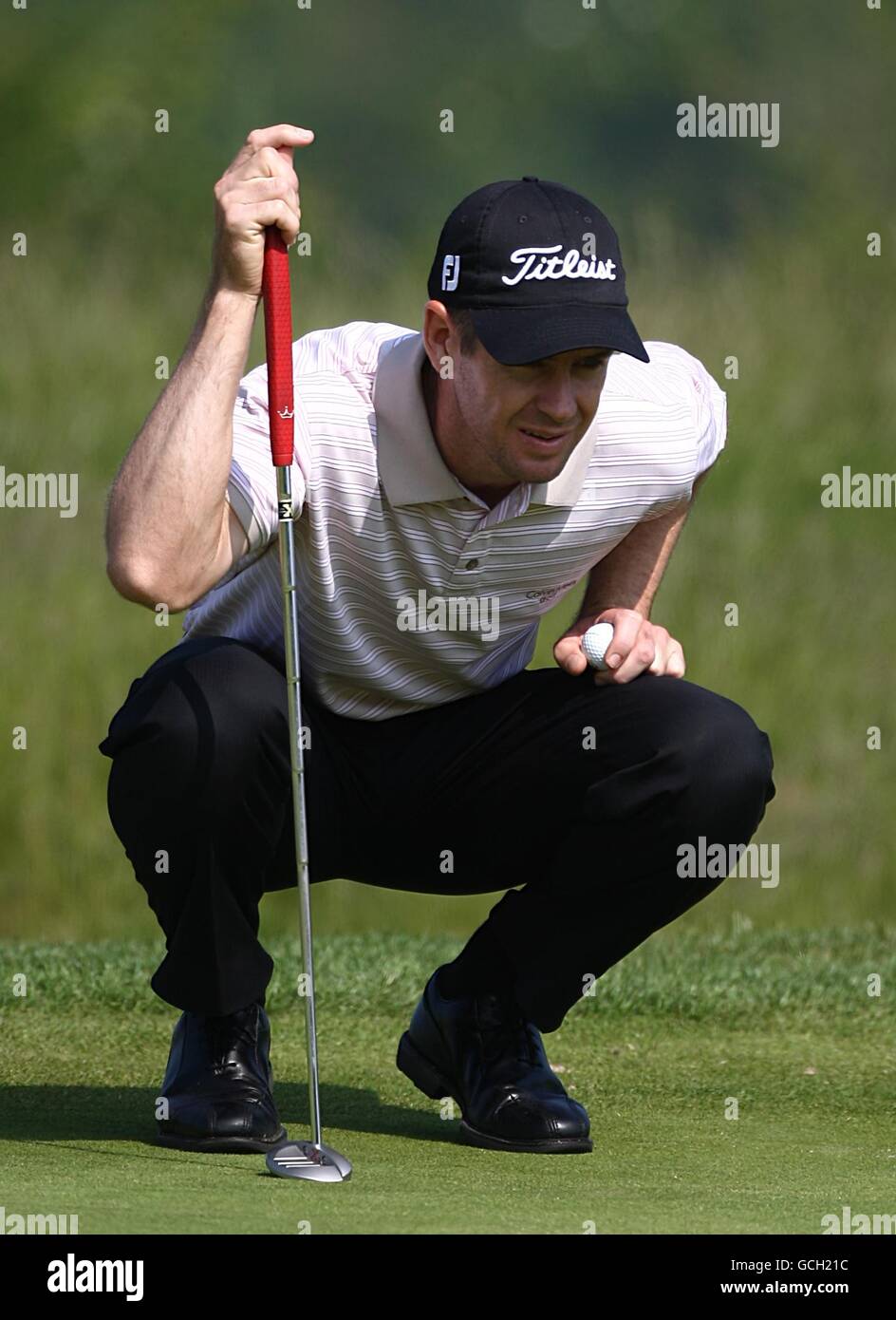Autralia's Scott Strange in action during Round One of the Celtic Manor ...