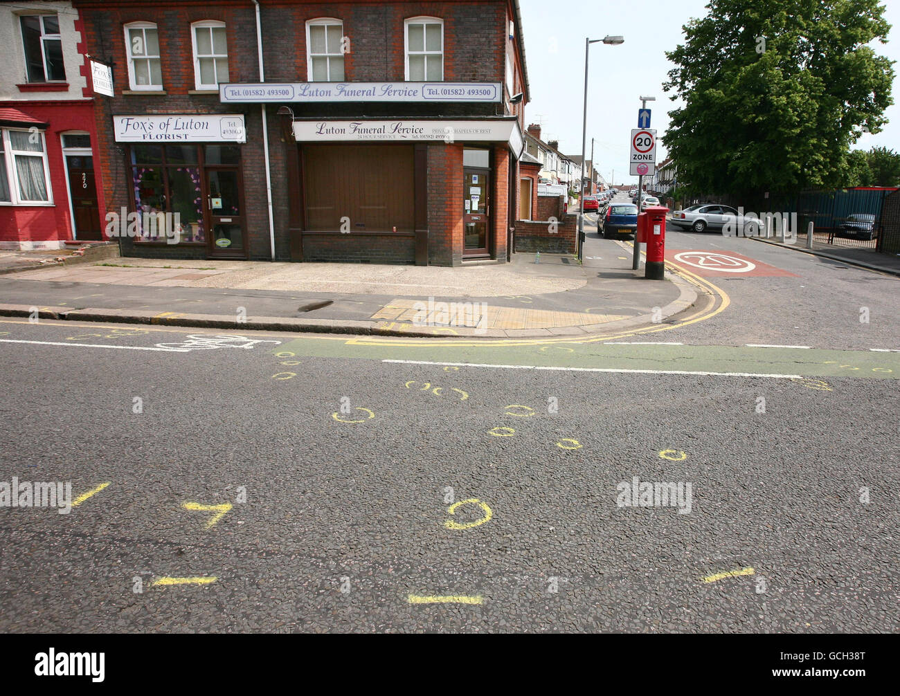 A general view of the scene in Luton, Bedfordshire, after two people ...