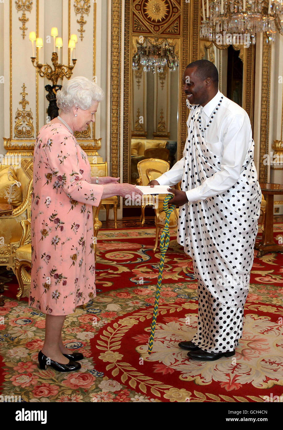 Britain's Queen Elizabeth II receives the High Commissioner for Rwanda ...