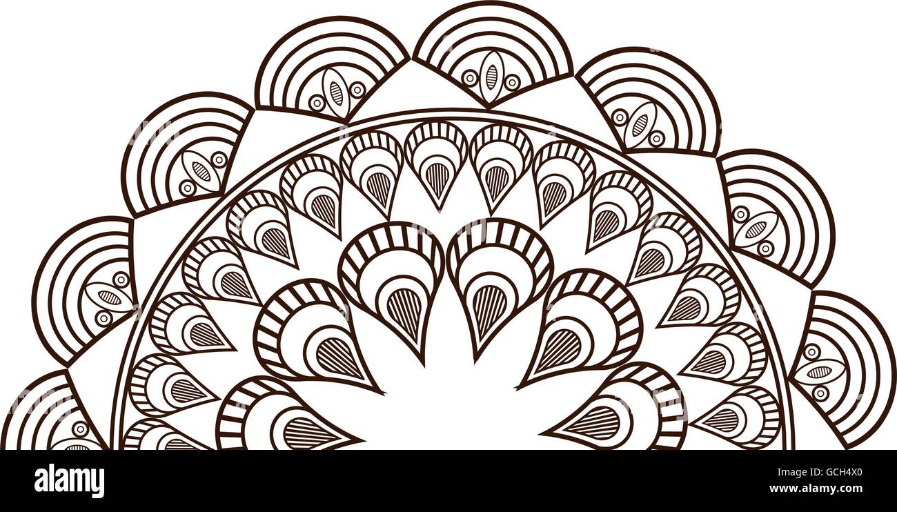 circular decorative line half mandala icon Stock Vector Image & Art - Alamy