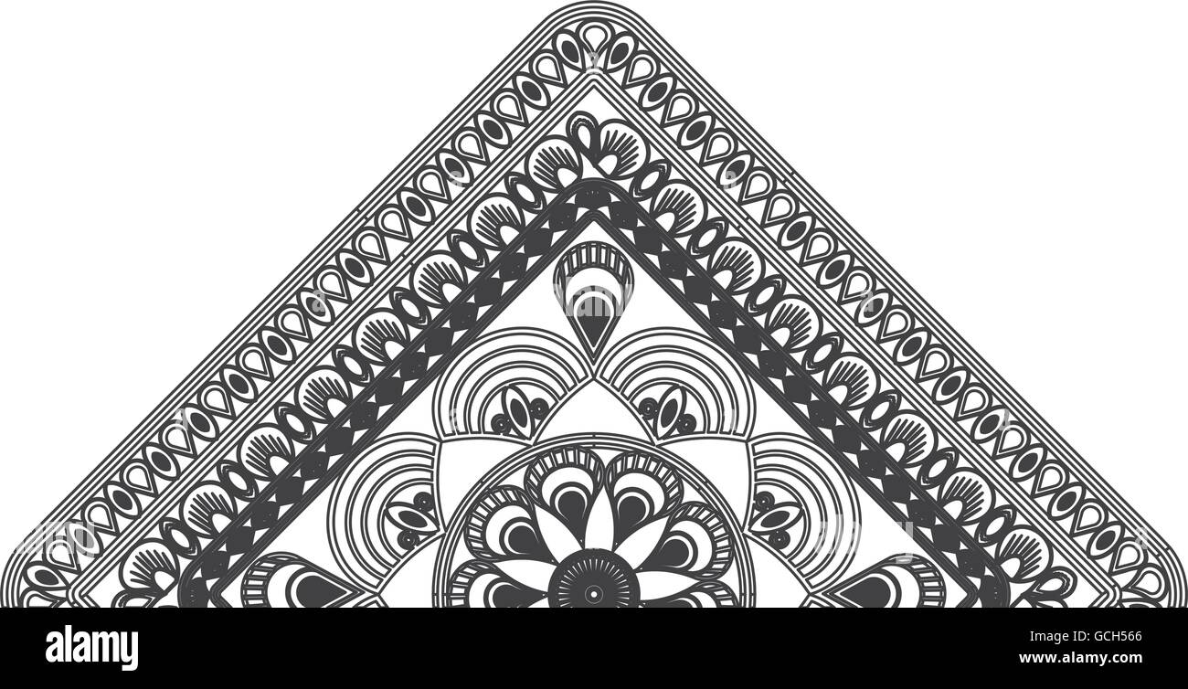 triangular decorative line half mandala icon Stock Vector Image & Art ...