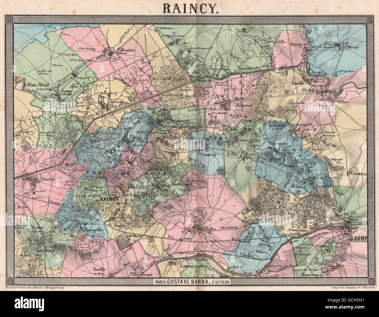 PARIS NE. Raincy Rosny Chelles Claye Villepinte Villevaude Aunay Bondy ...