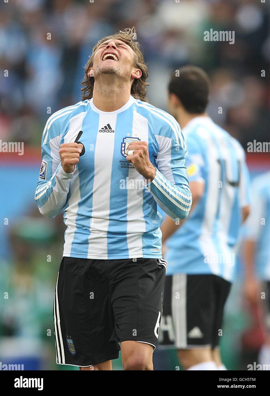 Argentina's Gabriel Heinze celebrates after scoring the opening goal ...