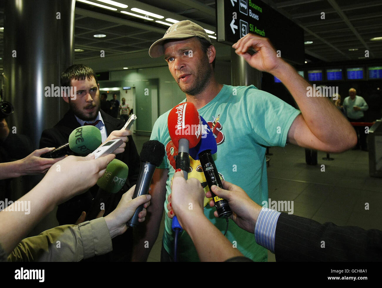 Irish activist Shane Dillon arrives back at Dublin Airport after he was ...