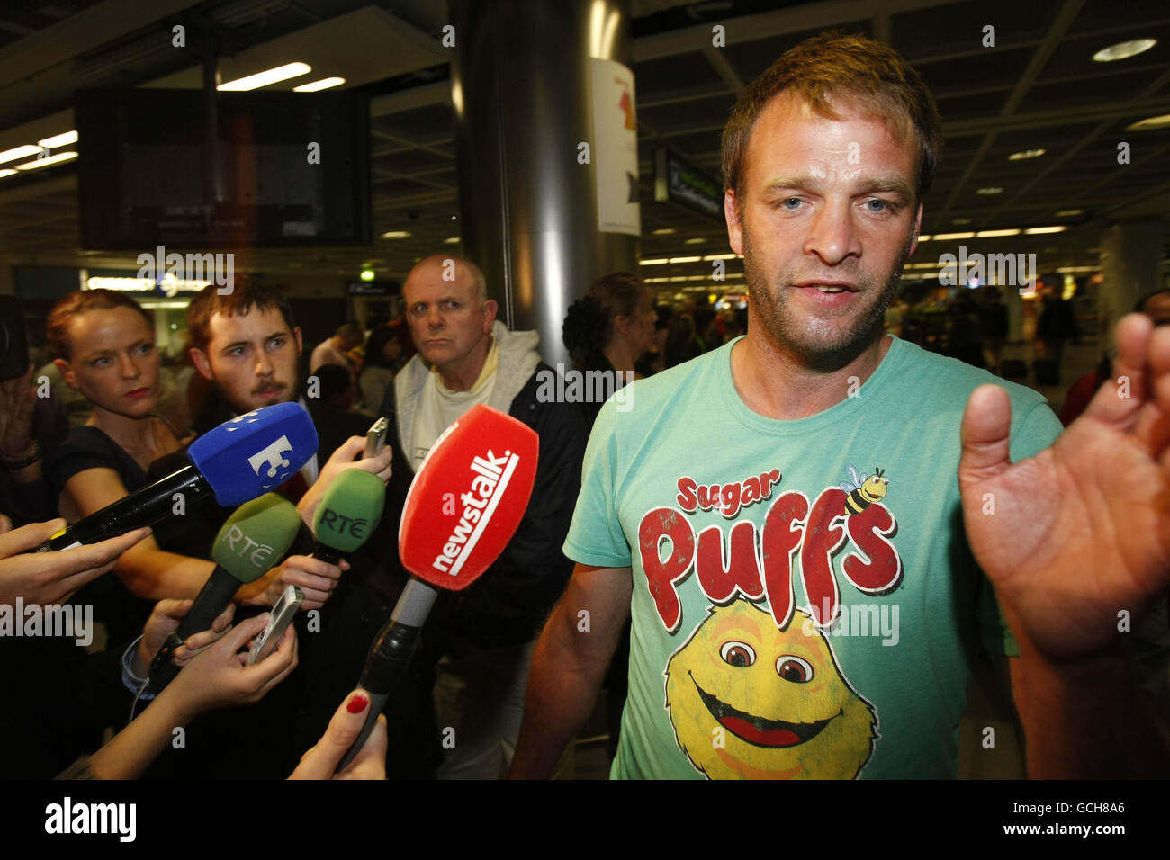 Irish activist Shane Dillon arrives back at Dublin Airport after he was ...