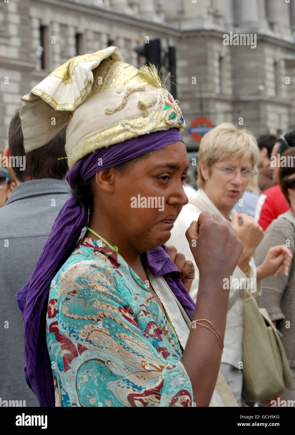 A demonstrator in Parliament Square. Troops from 11 Light Brigade ...