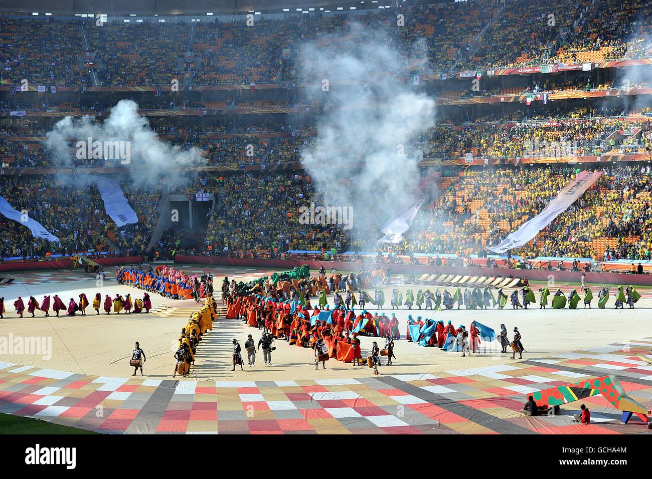 The opening ceremony gets underway at soccer city stadium hi-res stock ...