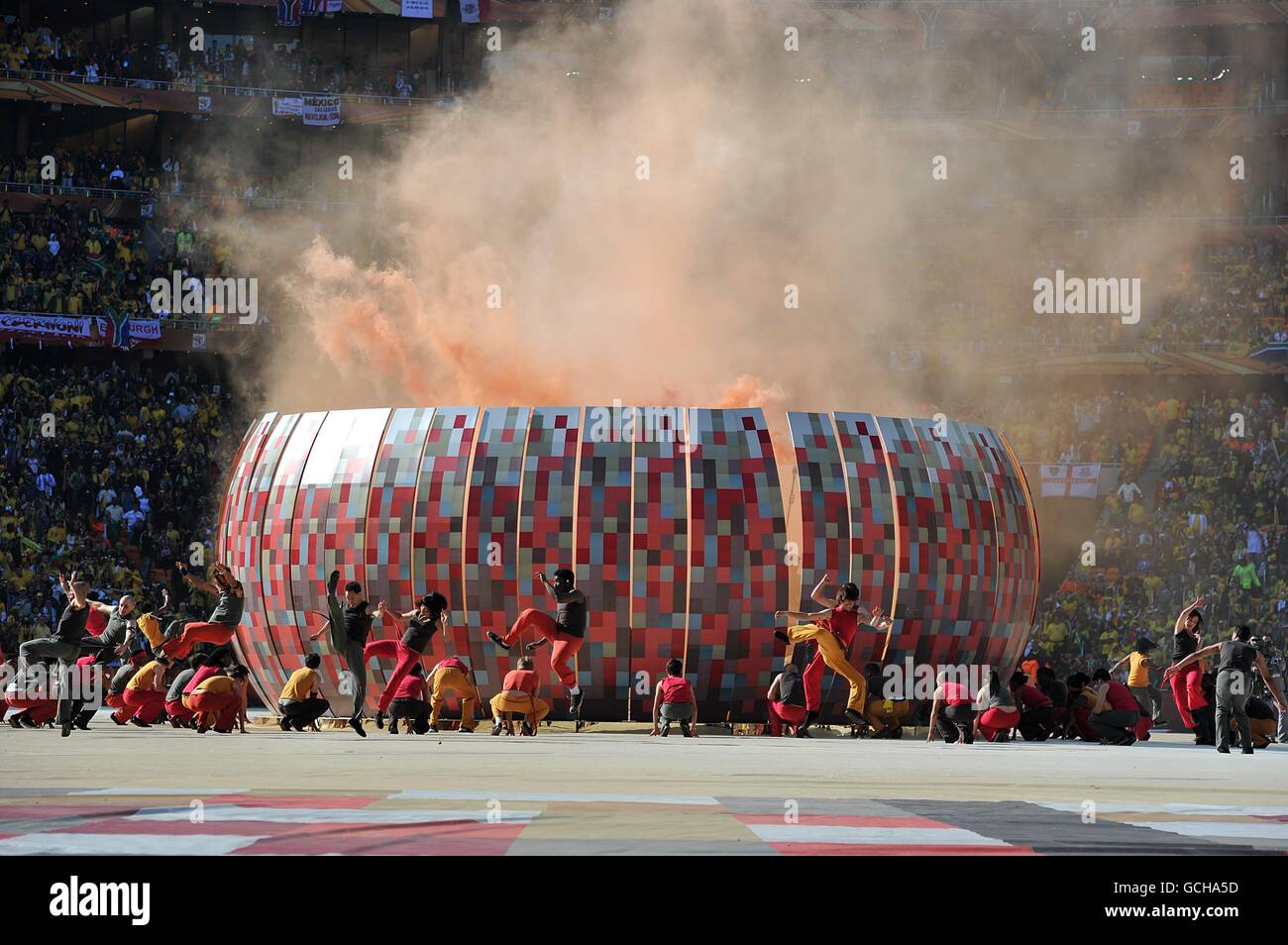 The opening ceremony gets underway at Soccer City stadium Stock Photo ...