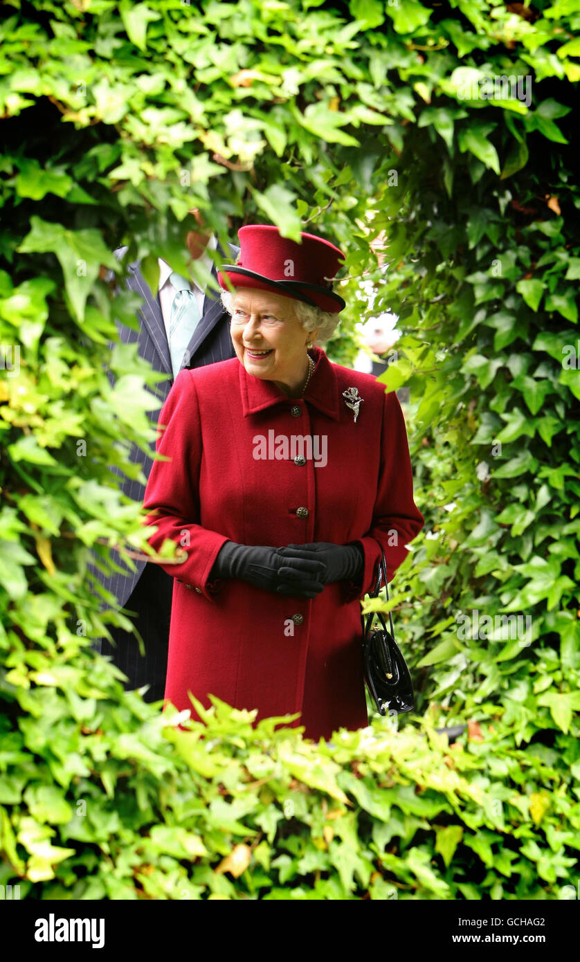 Britain's Queen Elizabeth II, tours the gardens at Capel Manor College ...