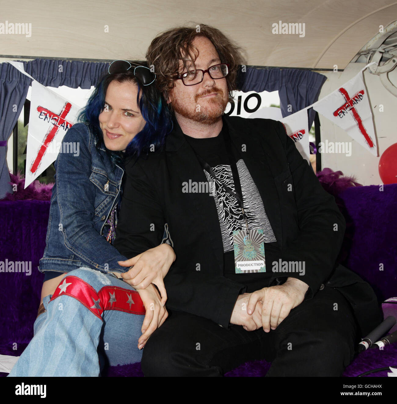Juliette Lewis with Absolute Radio dj Geoff Lloyd after their interview ...