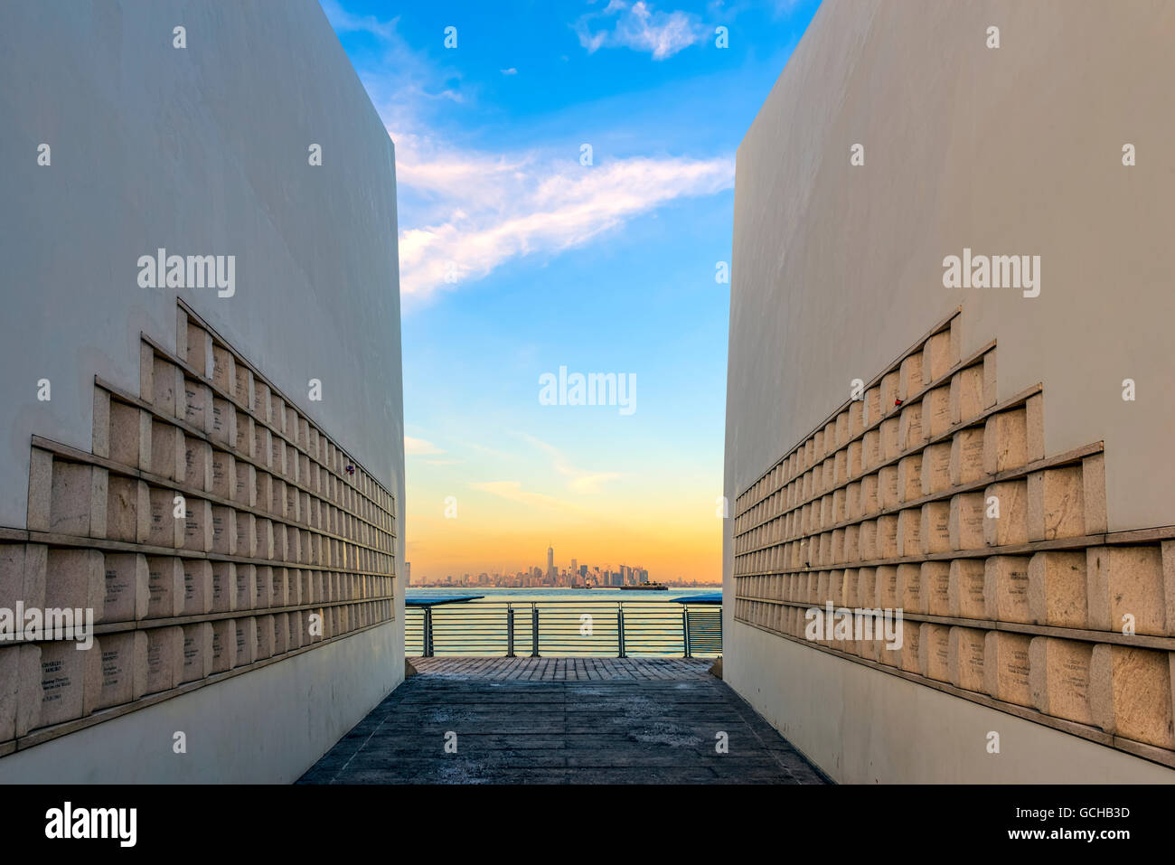 9/11 "Postcards" Memorial at sunset, North Shore Esplanade; Staten ...