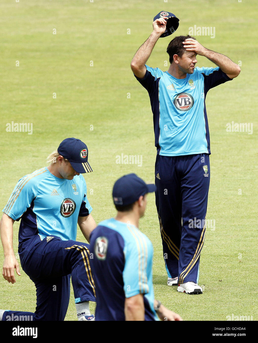 Australia captain Ricky Ponting (right) during the practice session at ...