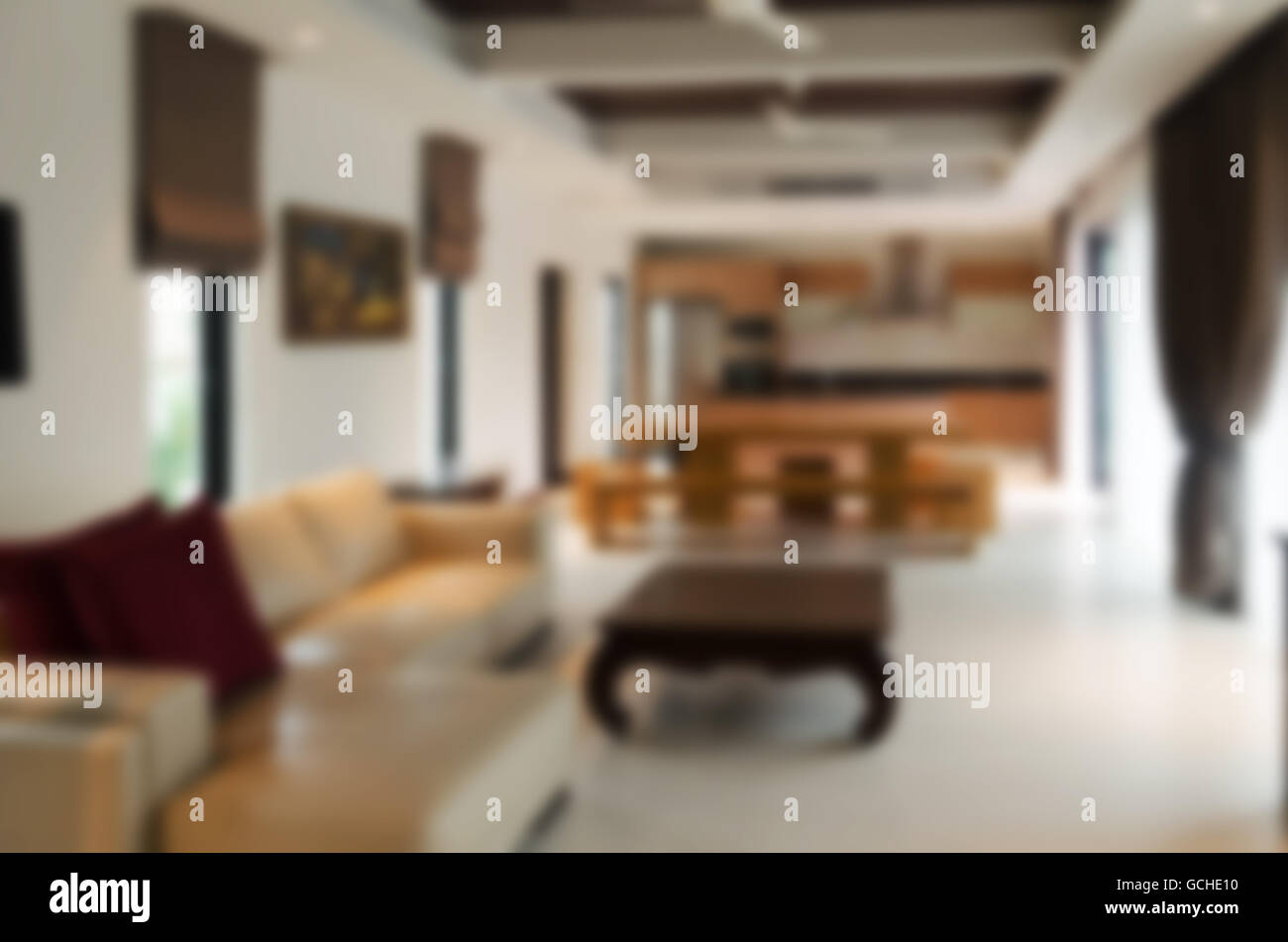 blur image of modern living room interior Stock Photo - Alamy