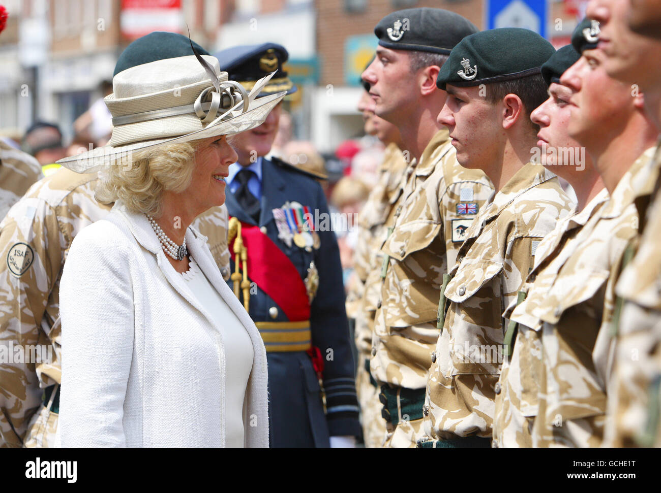 The Duchess of Cornwall inspects the troops of 11 Light Brigade during ...