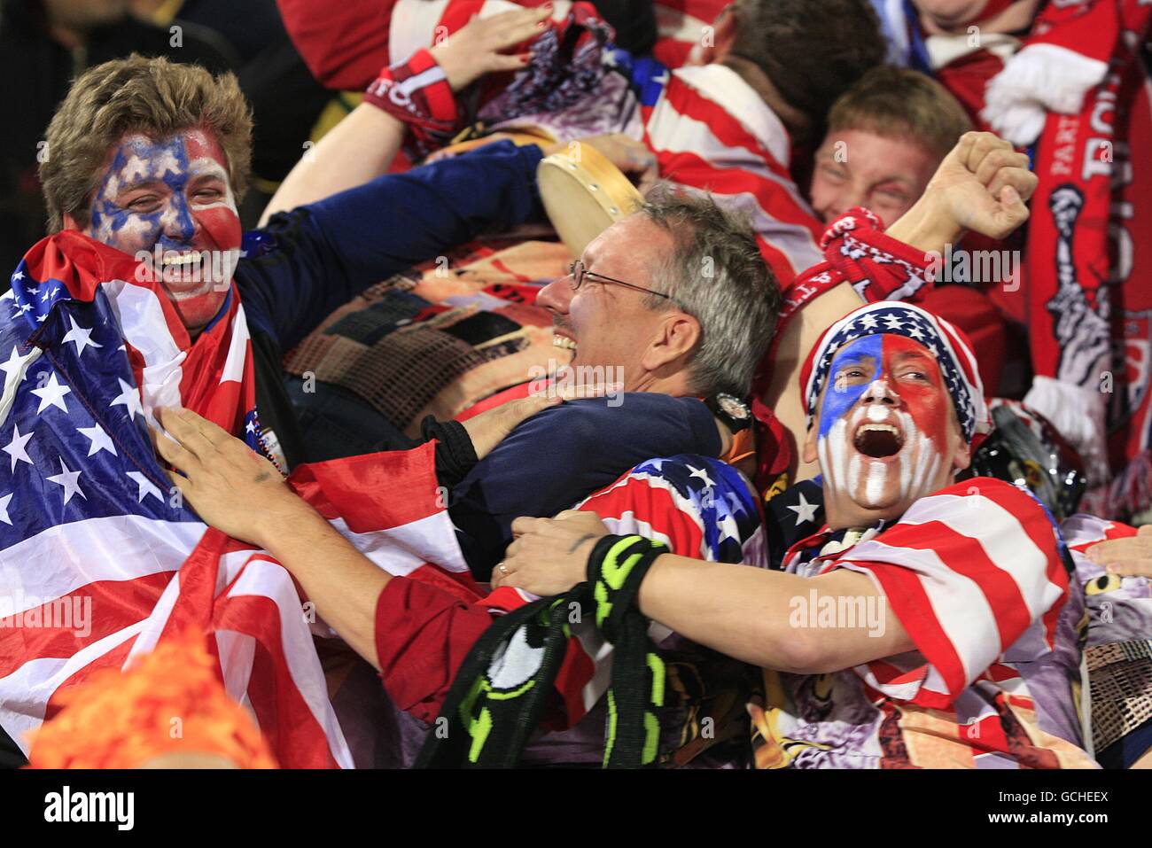 Usa fans in the celebrate victory at the final whistle hi-res stock ...
