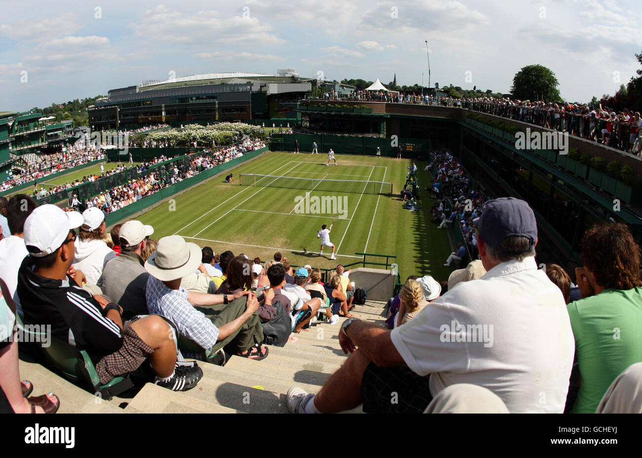 The match on court 18 between USA's John Isner and France's Nicolas ...