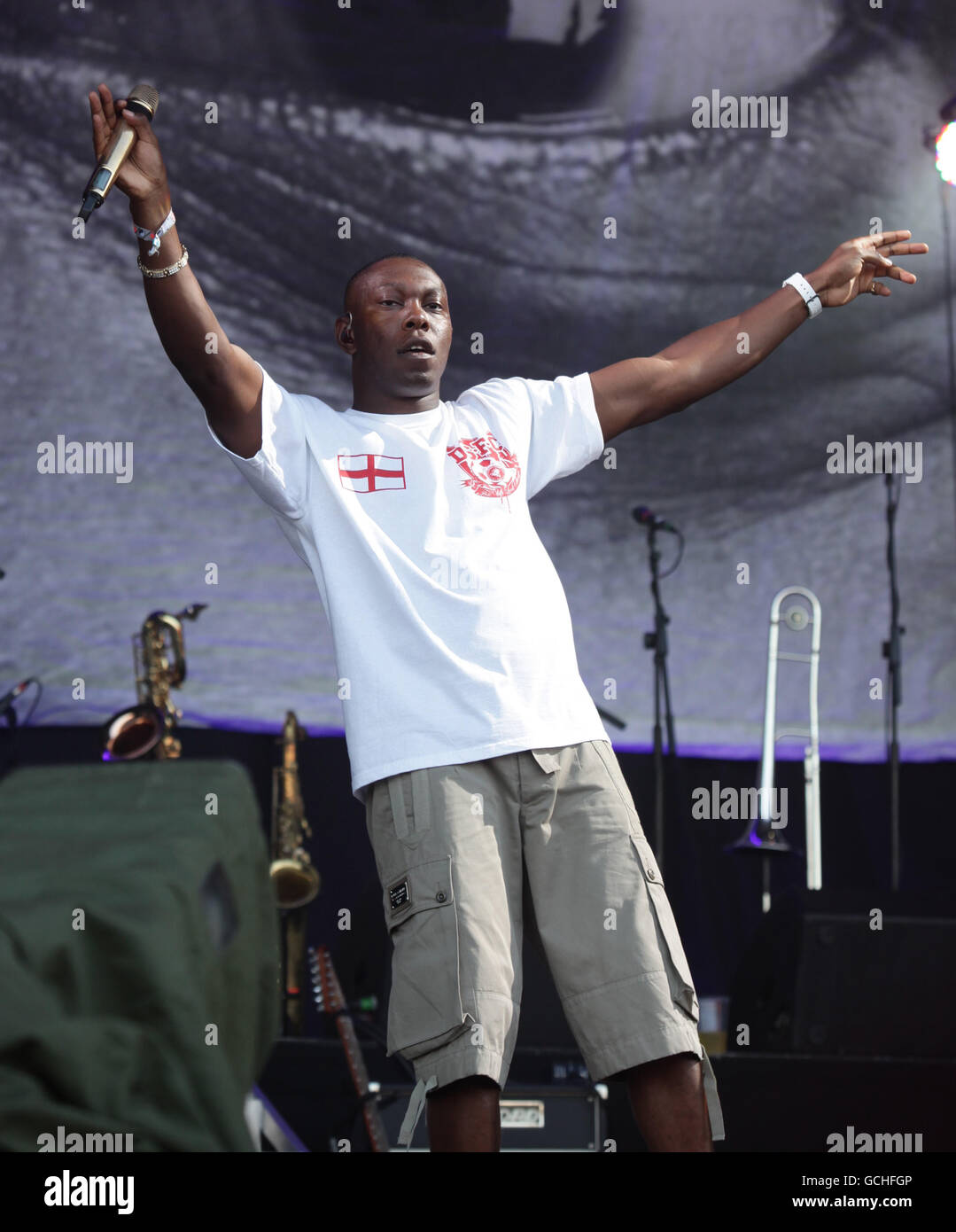 Dizzee Rascal performing on the Pyramid Stage during the Glastonbury ...