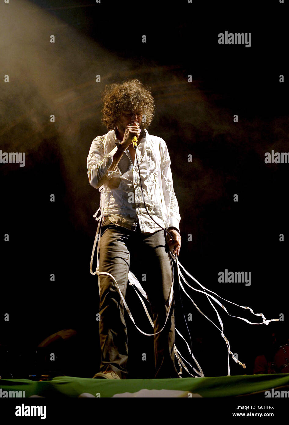 The Flaming Lips lead singer Wayne Coyne performs on the Other Stage at ...