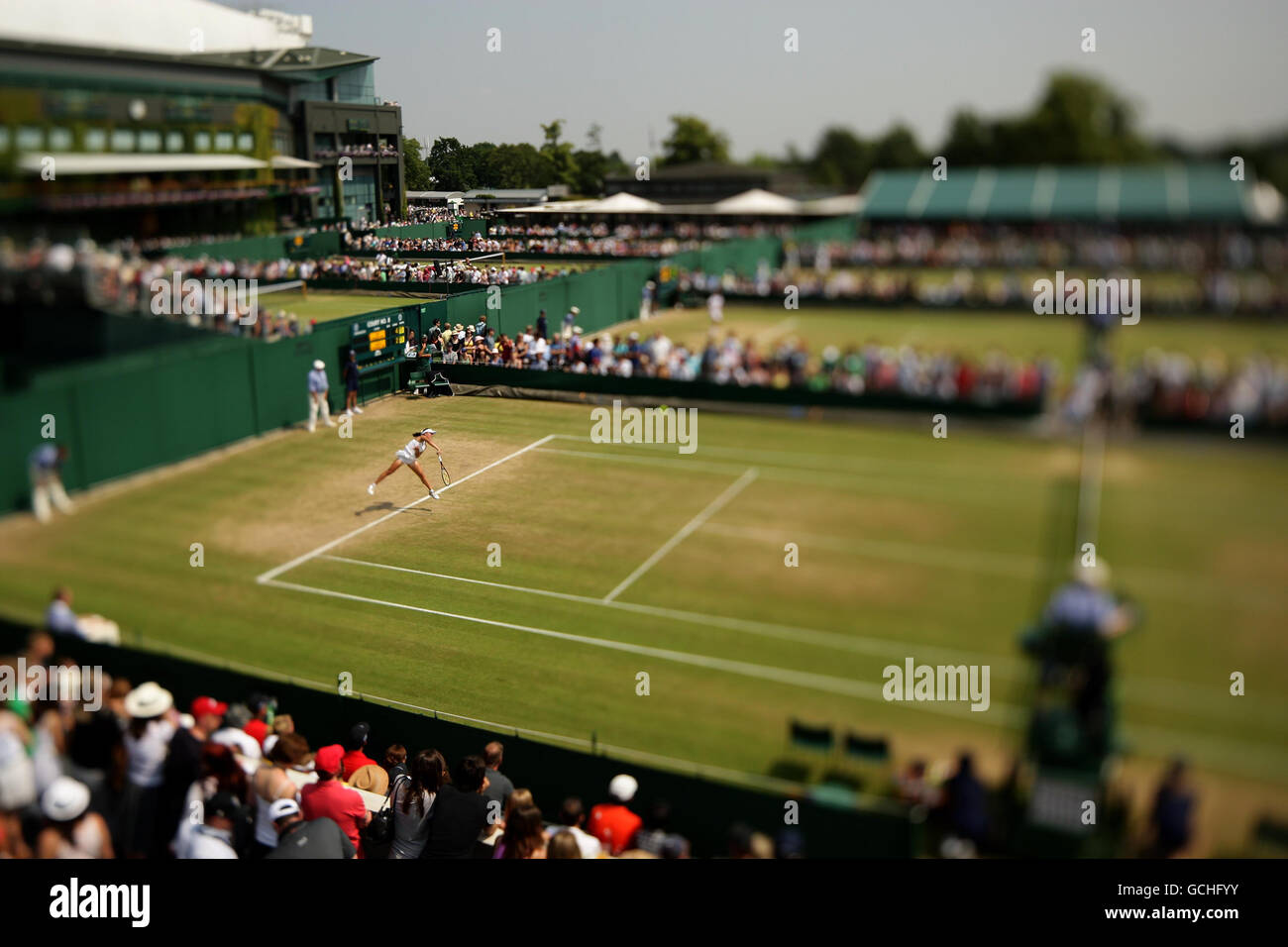 A view of action over court 8, towards the front of Centre Court during ...