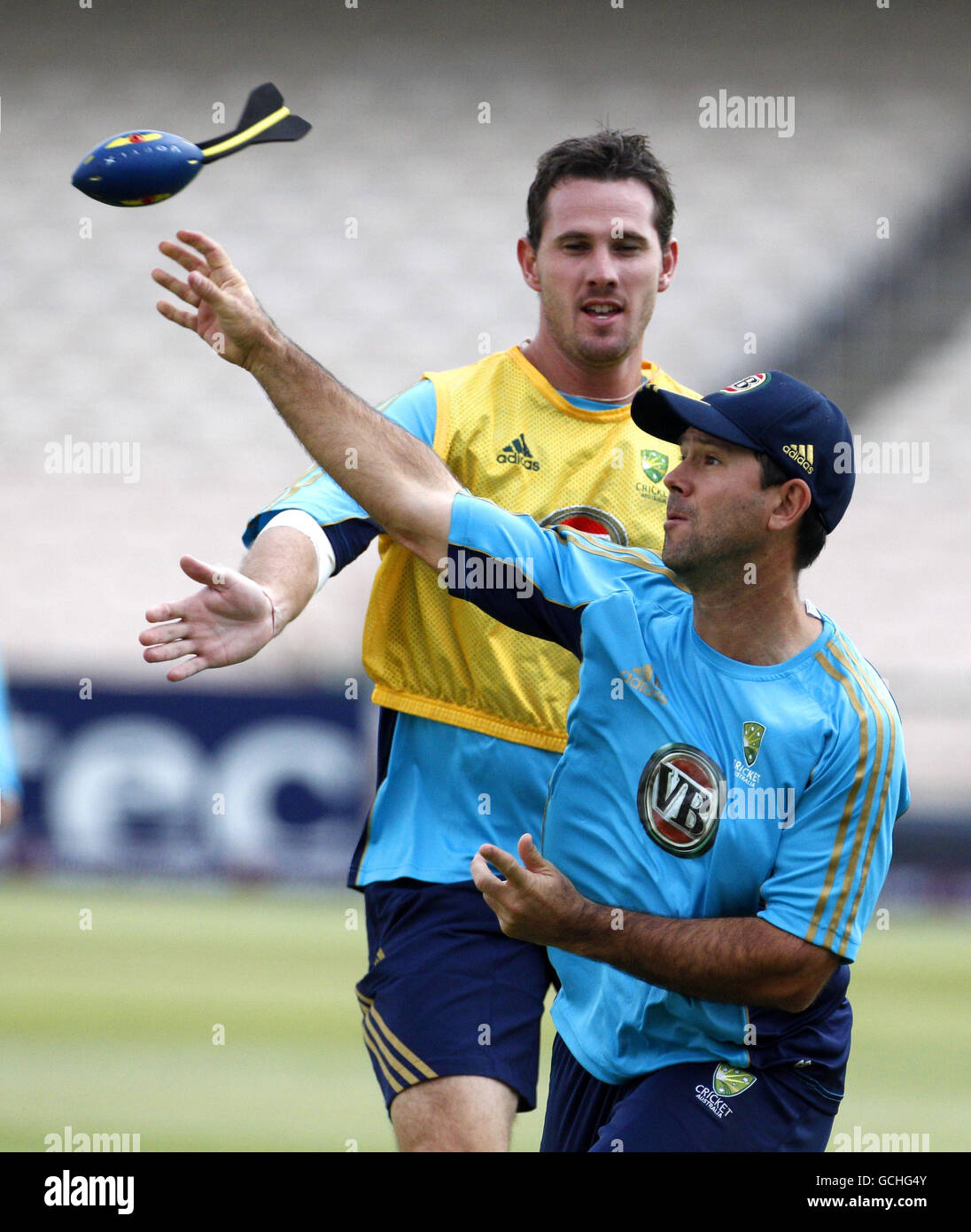 Australia's Ricky Ponting and Shaun Tait (left) during the practice ...