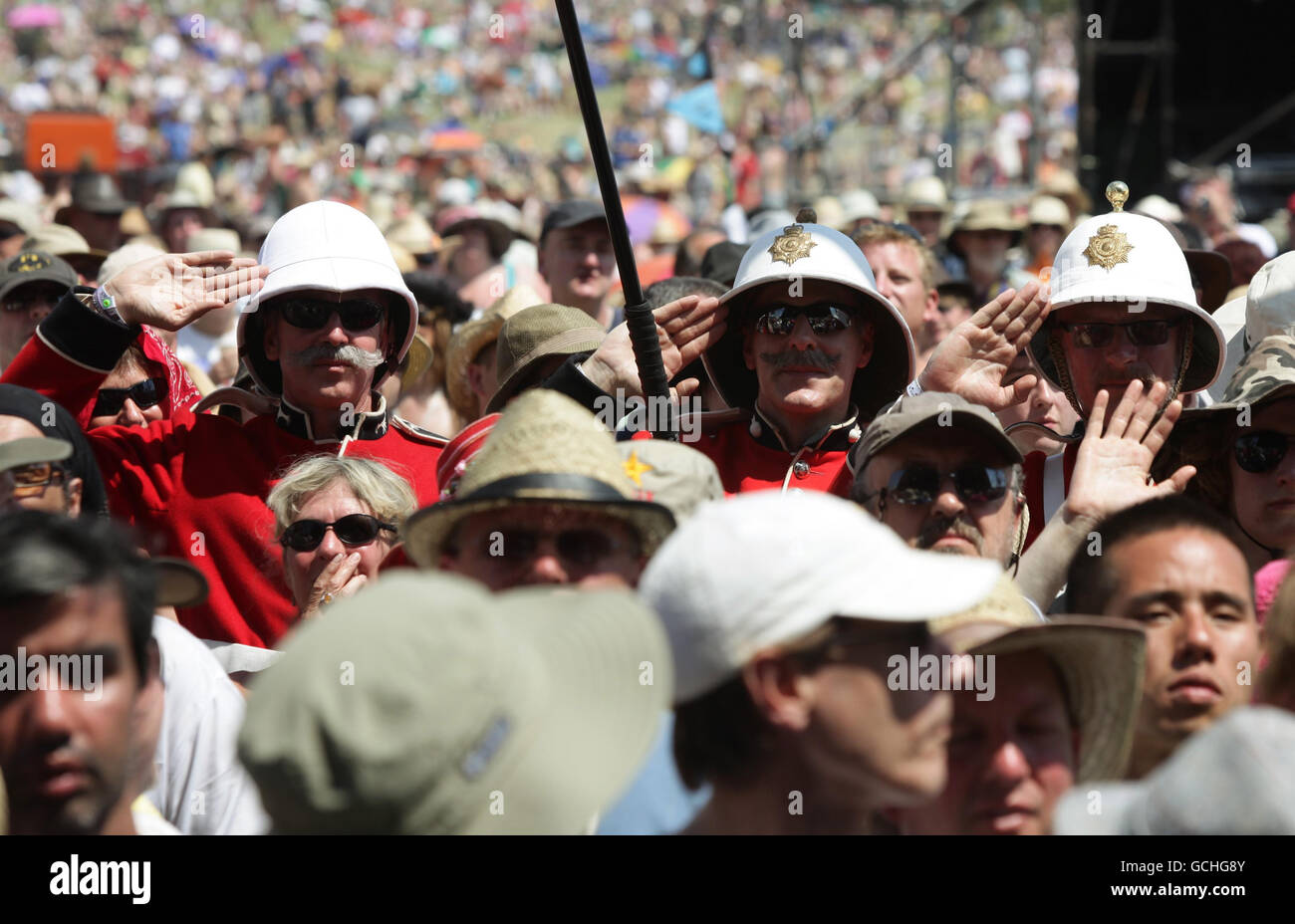 The crowd watching Jackson Browne performing on the Pyramid Stage ...