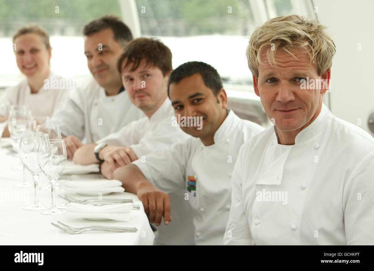 (Left to right) chefs Angela Hartnett, Joel Antunes, Kevin Gratton ...