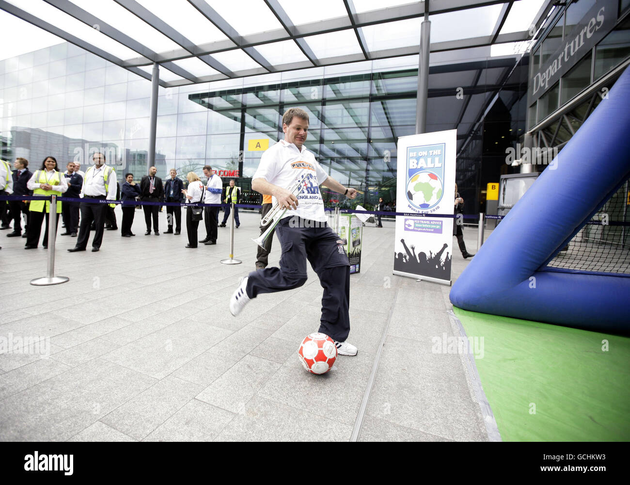 The England supporters band take part in a penalty competition at ...