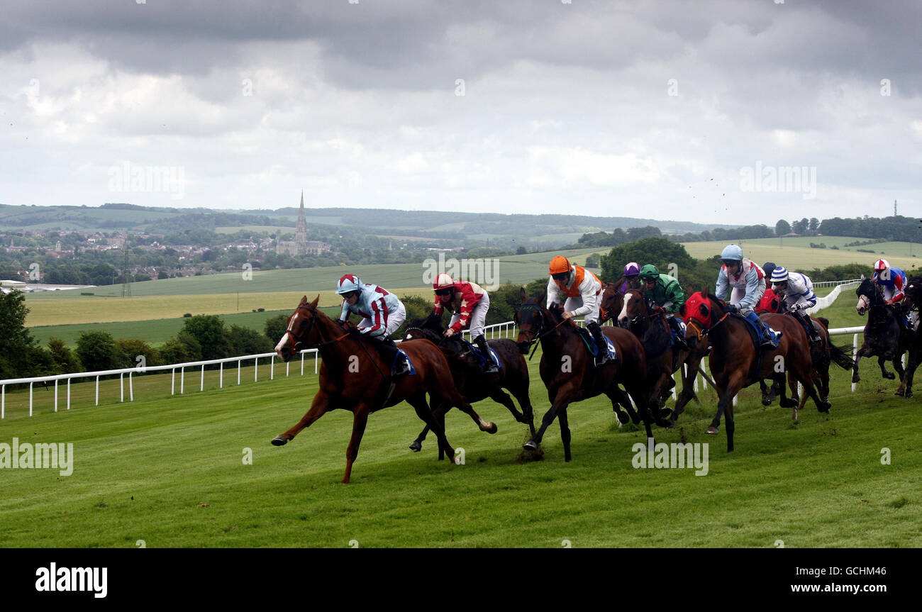 Horse Racing - Salisbury Racecourse. Runners and riders in the 'Come ...