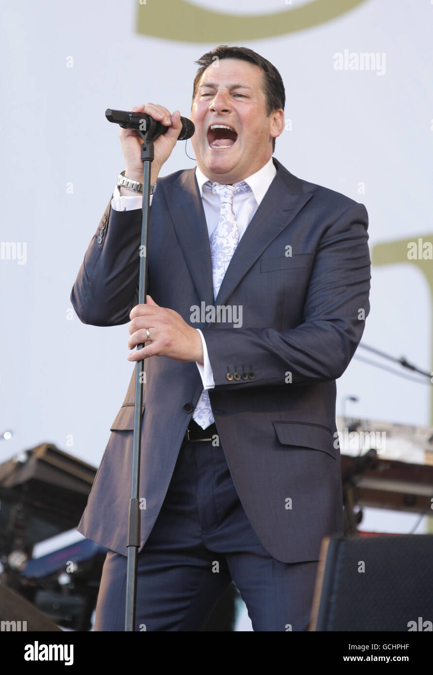 Tony Hadley of Spandau Ballet performing on the Main Stage, at the the ...