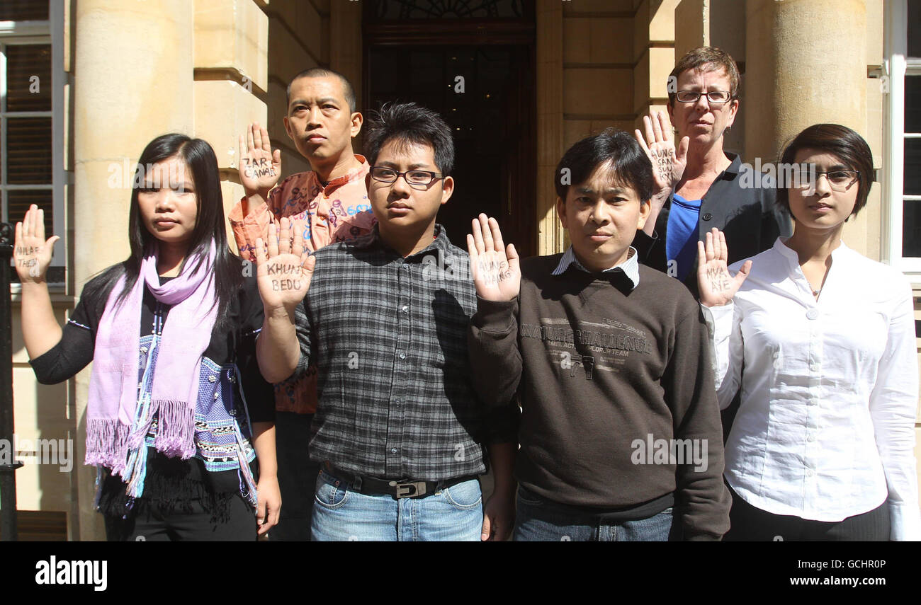 (from left) Zoya Phan, Htein Lin, Nay Oo Hlaing, Aung Gyi, Kate Allen ...