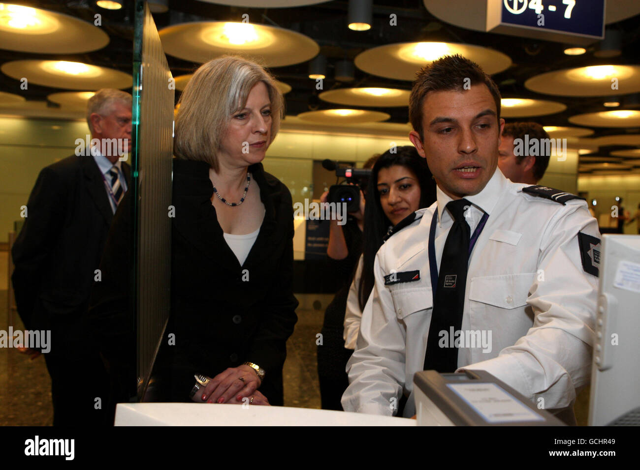 Home Secretary visits Heathrow Stock Photo - Alamy