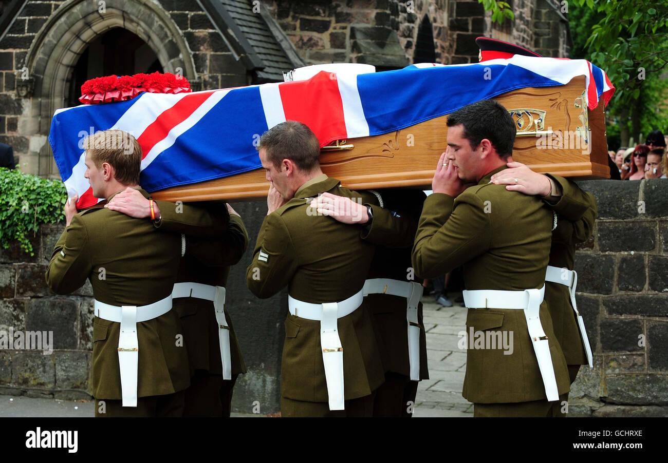 The coffin of Gunner Zak Cusack arrives for his funeral service, held ...