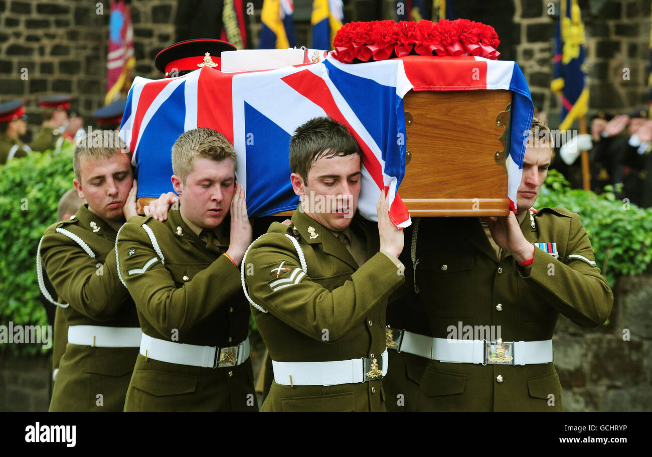 The coffin of Gunner Zak Cusack is carried from St Saviour's Church ...