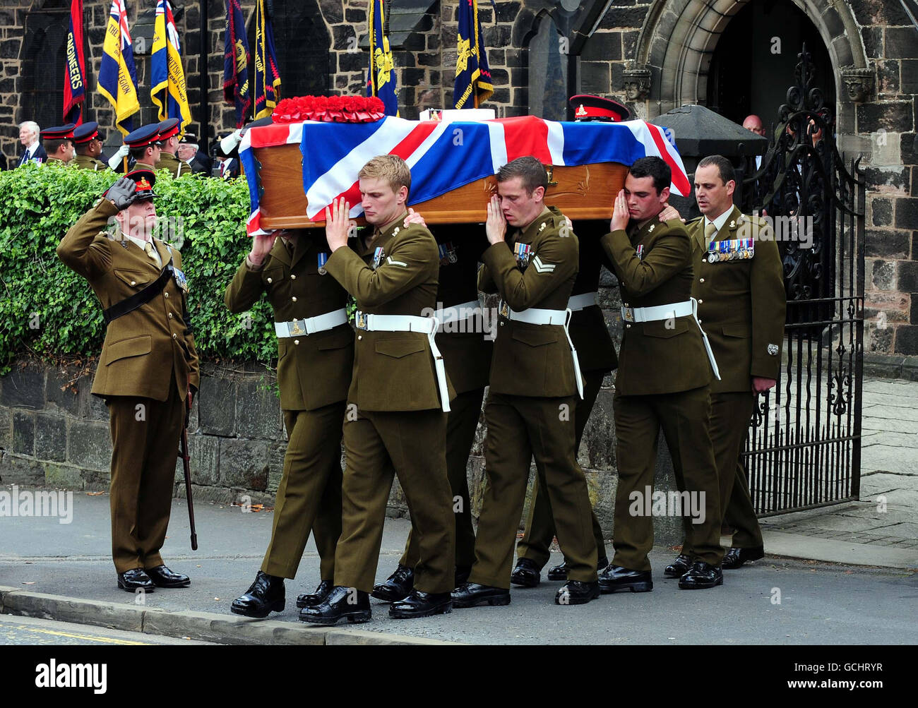 The coffin of Gunner Zak Cusack is carried from St Saviour's Church ...