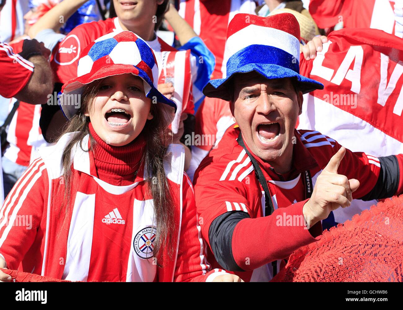 Slovakia fans cheer on their side in the stands hi-res stock ...