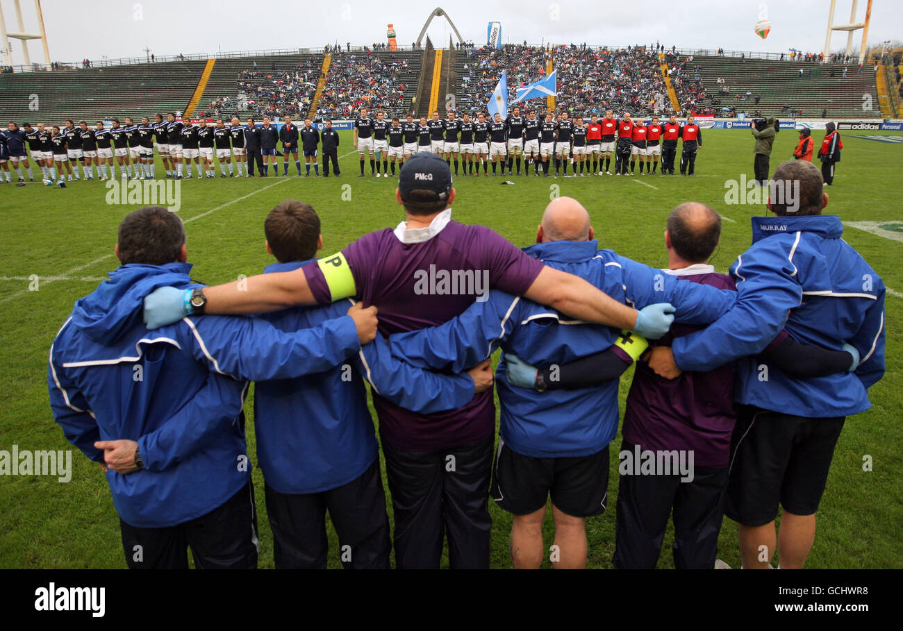 Scotland team line up prior to the test match at Estadio Mundialista ...