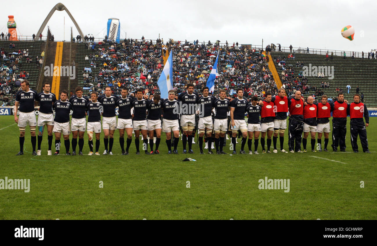 Scotland team line up prior to the test match at Estadio Mundialista ...