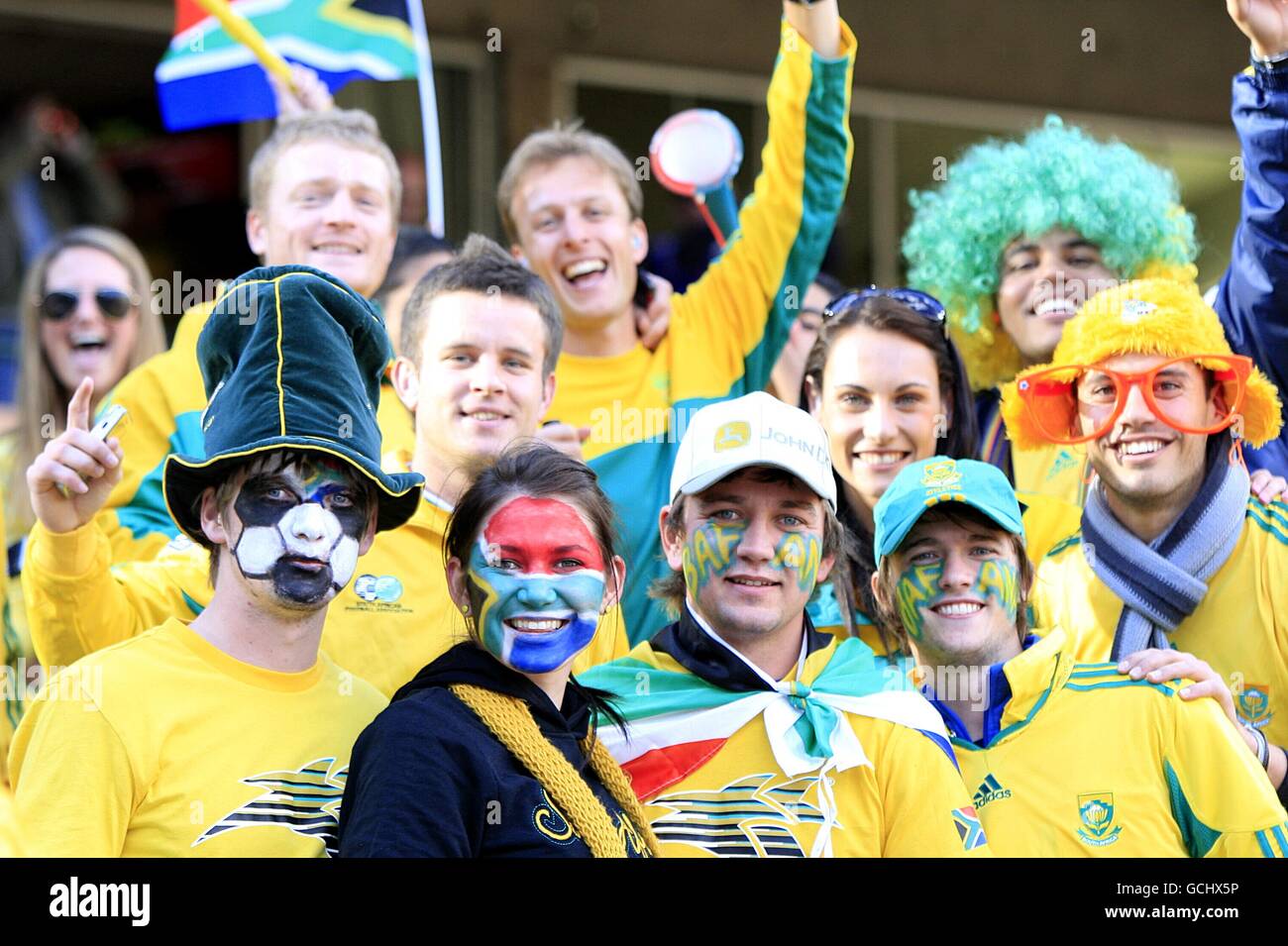 South africa fans in the at the free state stadium hi-res stock ...
