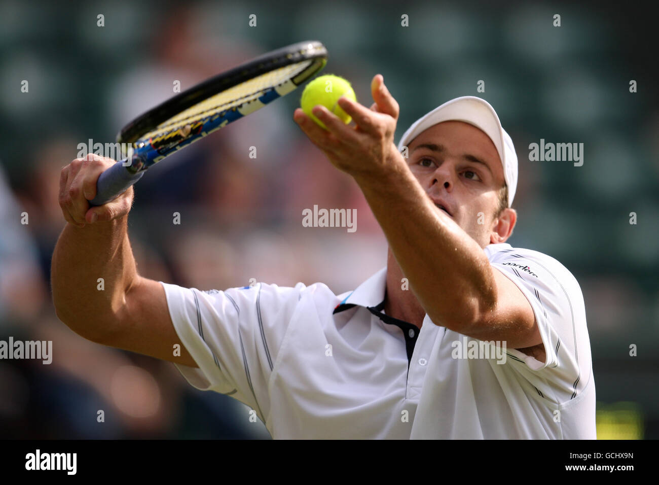 USA's Andy Roddick serves in his match against USA's Rajeev Ram Stock ...