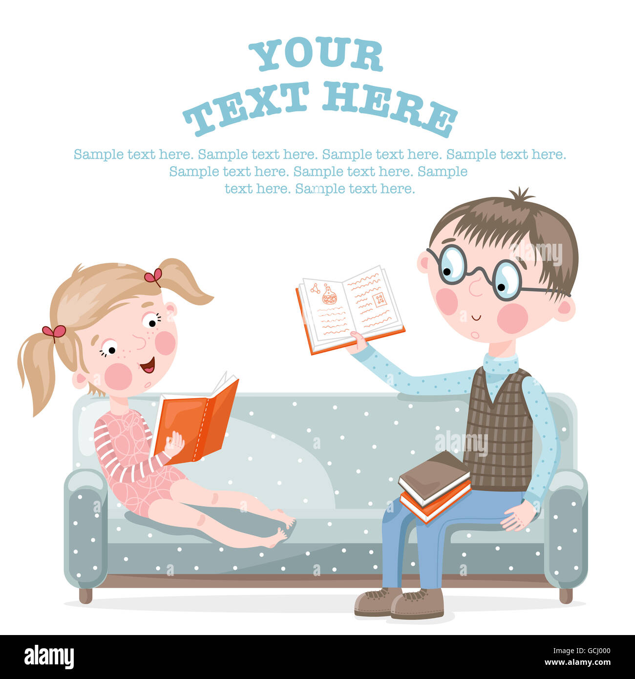 School children do homework sitting on the couch Stock Photo - Alamy