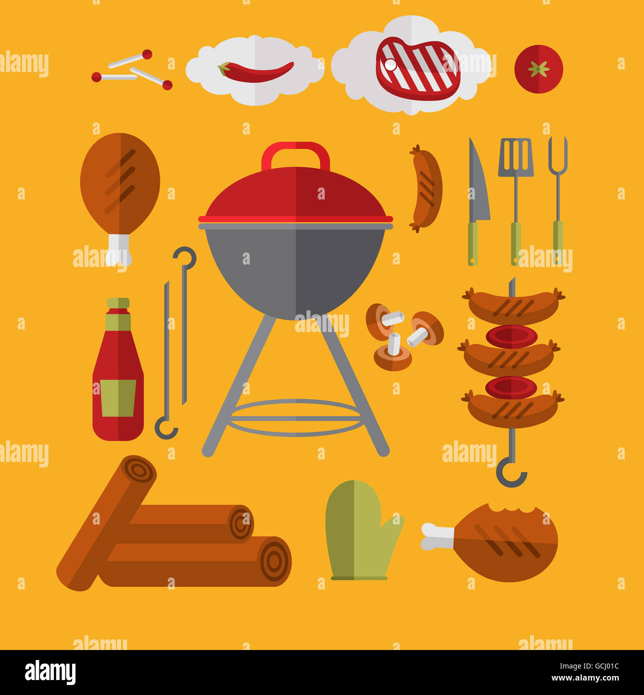 Icons Barbecue Grill Stock Photo - Alamy