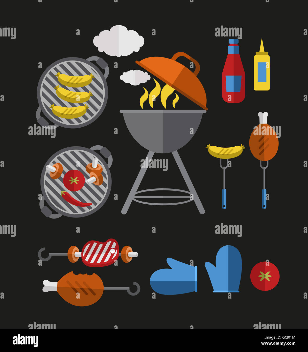 Icons Barbecue Grill Stock Photo - Alamy
