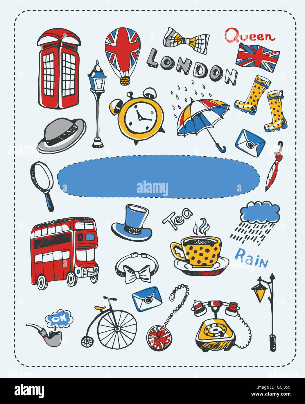Doodle set of England Stock Photo - Alamy