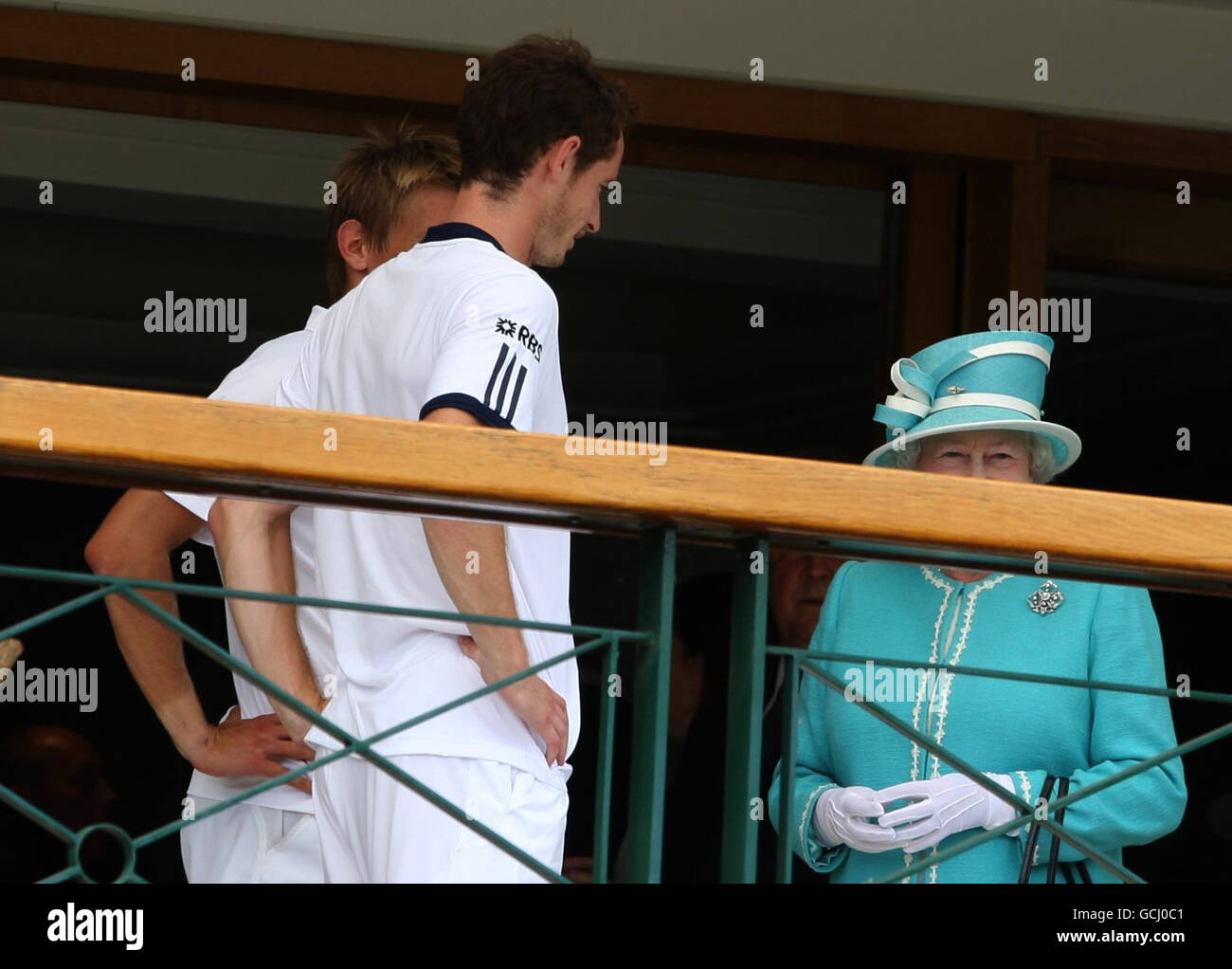 Britain's Queen Elizabeth II meets Andy Murray (centre) and Finland's ...