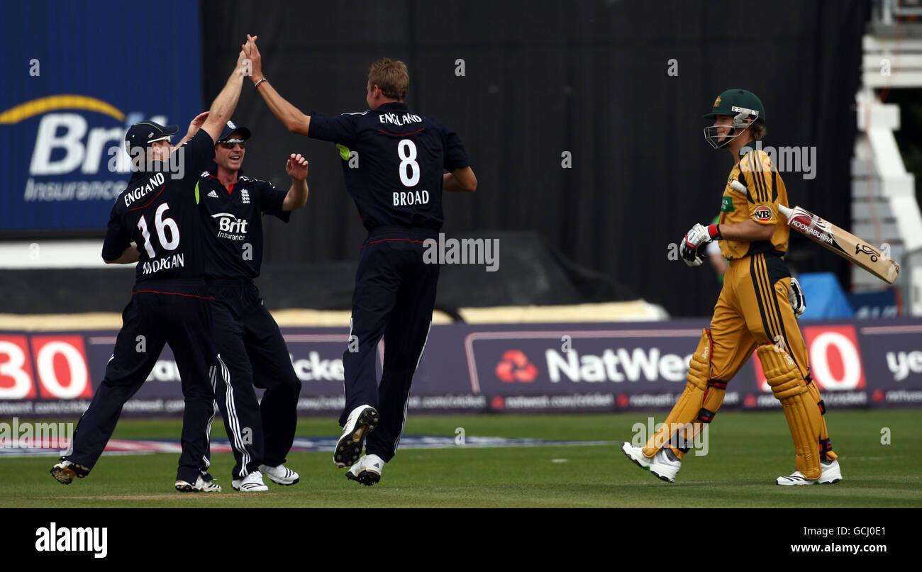 England's Stuart Broad claims then wicket of Australia's Tim Payne ...