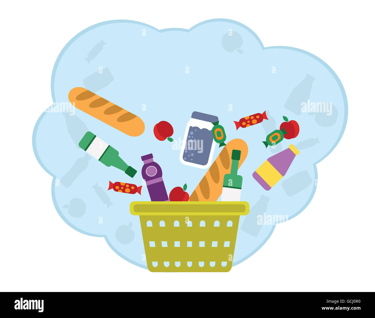 Shopping bag food products Cut Out Stock Images & Pictures - Alamy