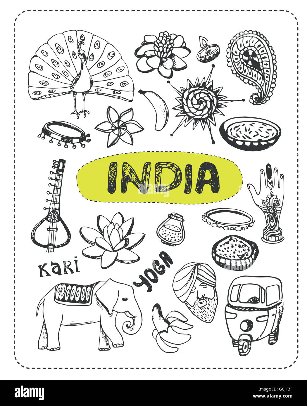 Map india drawing Cut Out Stock Images & Pictures - Alamy